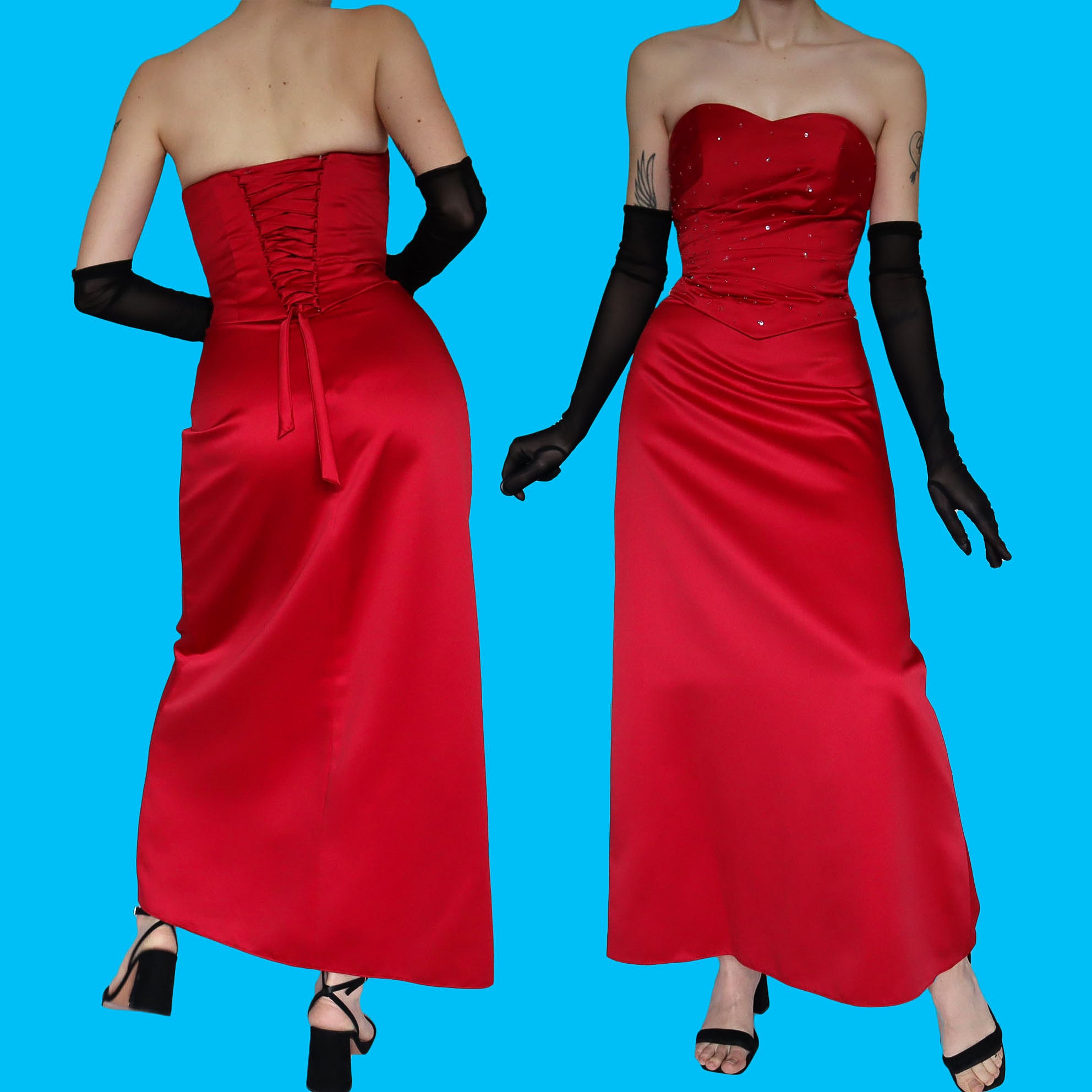 Hilary Morgan red corset evening gown UK 8 – Scum Vintage