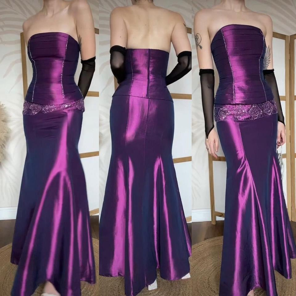Dynasty taffeta purple 2-piece skirt & top prom set uk 10 – Scum Vintage