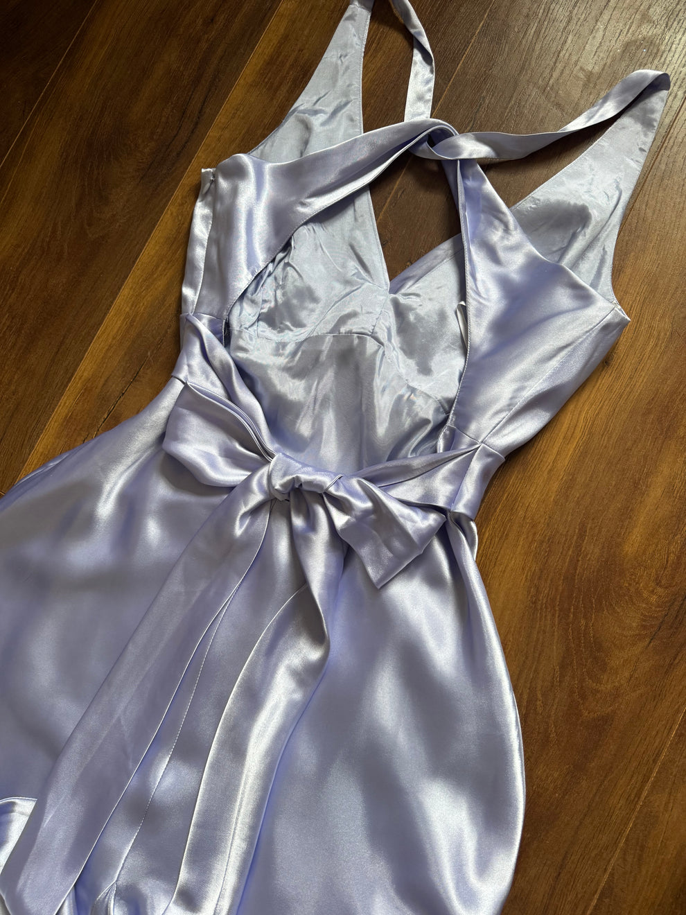 Lilac satin open back prom dress uk 12 – Scum Vintage