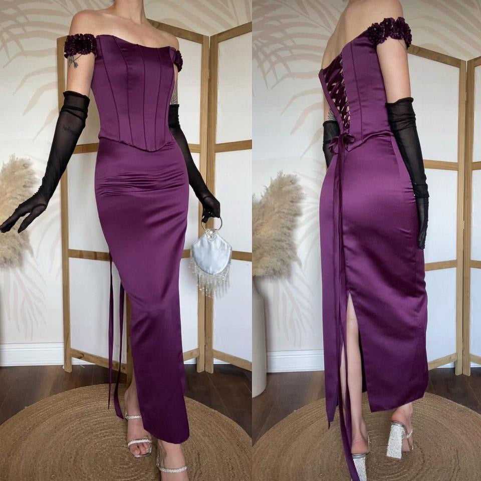 Pronuptia purple 2 piece corset & skirt uk 4-6 – Scum Vintage
