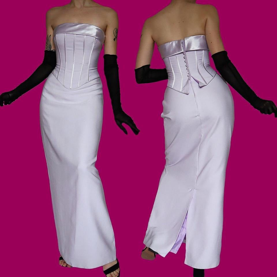 Lilac strapless corset evening dress UK 10-12 – Scum Vintage