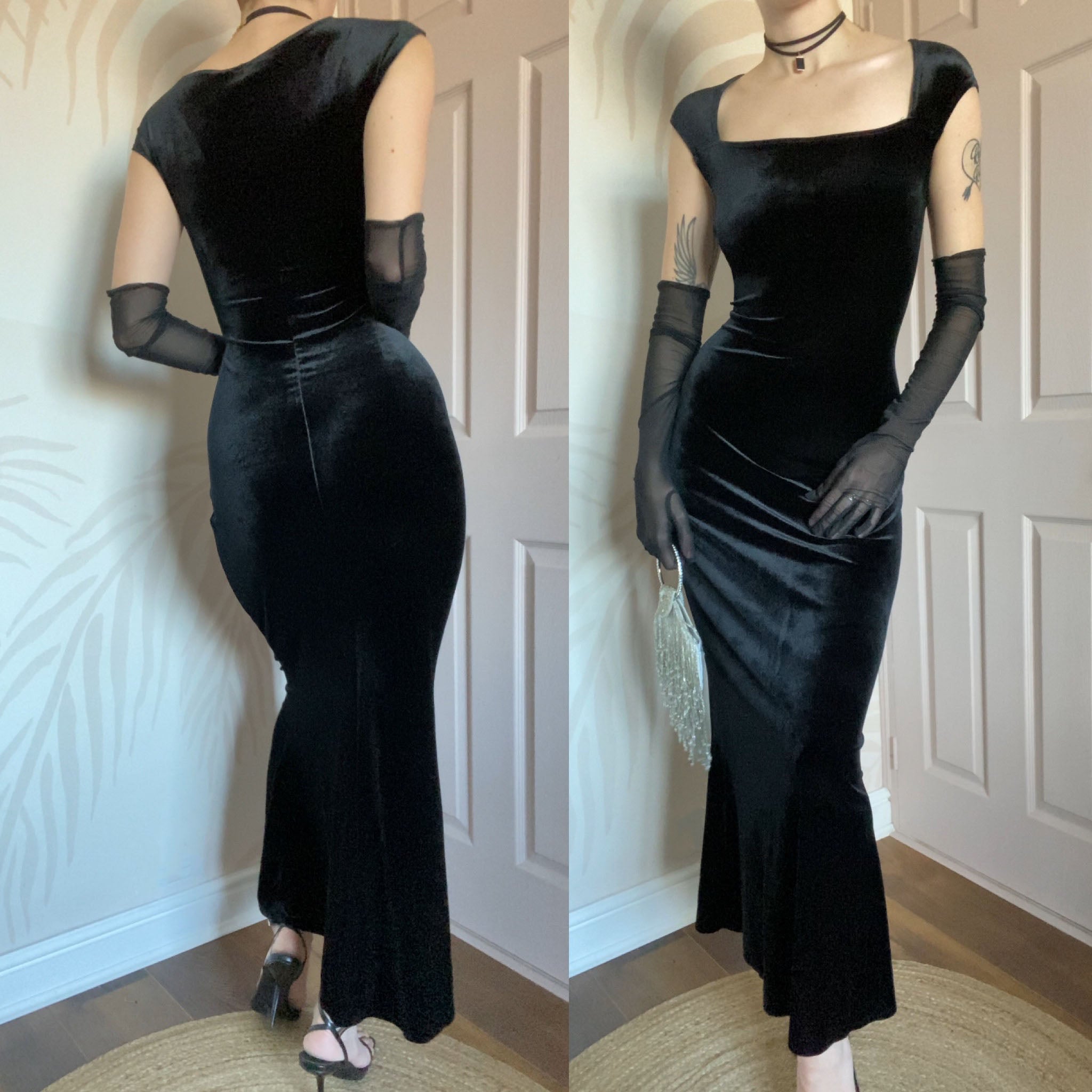 Principles black velvet stretch 90s evening dress UK 12-14 – Scum Vintage