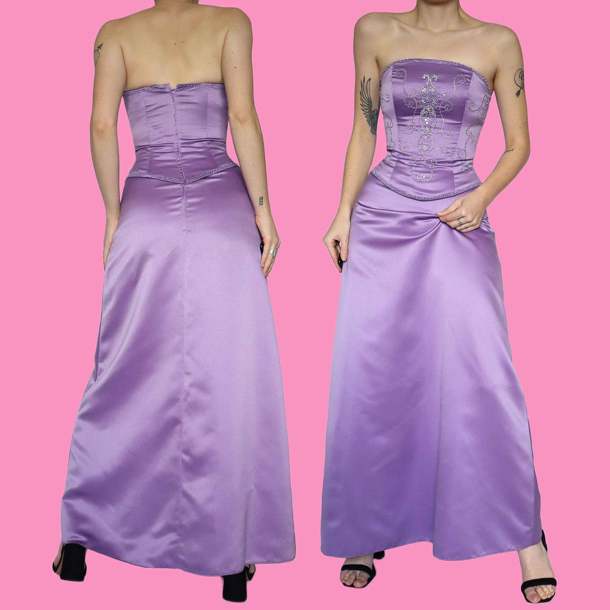 Hilary Morgan lilac strapless corset evening dress UK 8 – Scum Vintage