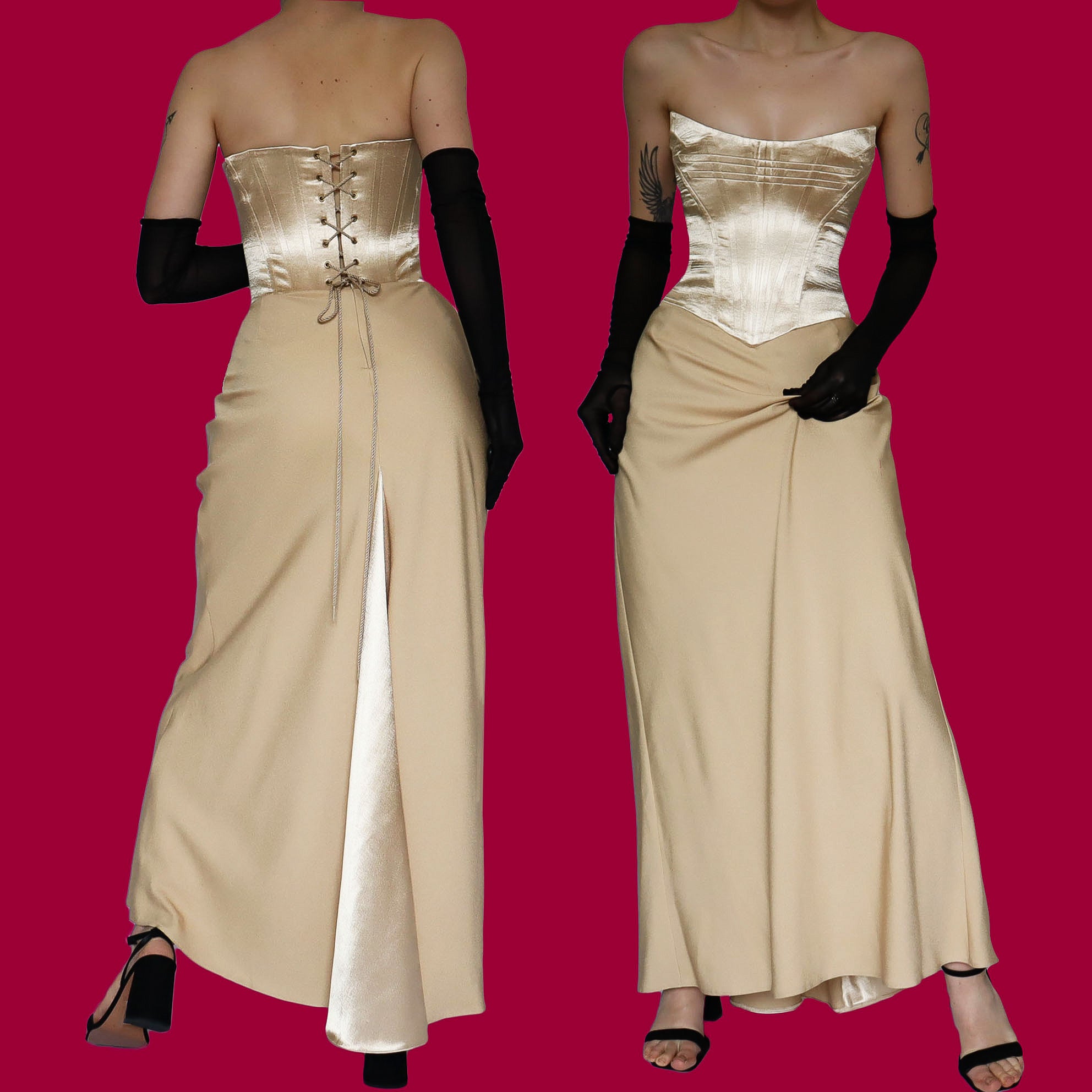 Gold Dawn Stretton corset evening dress UK 12 – Scum Vintage