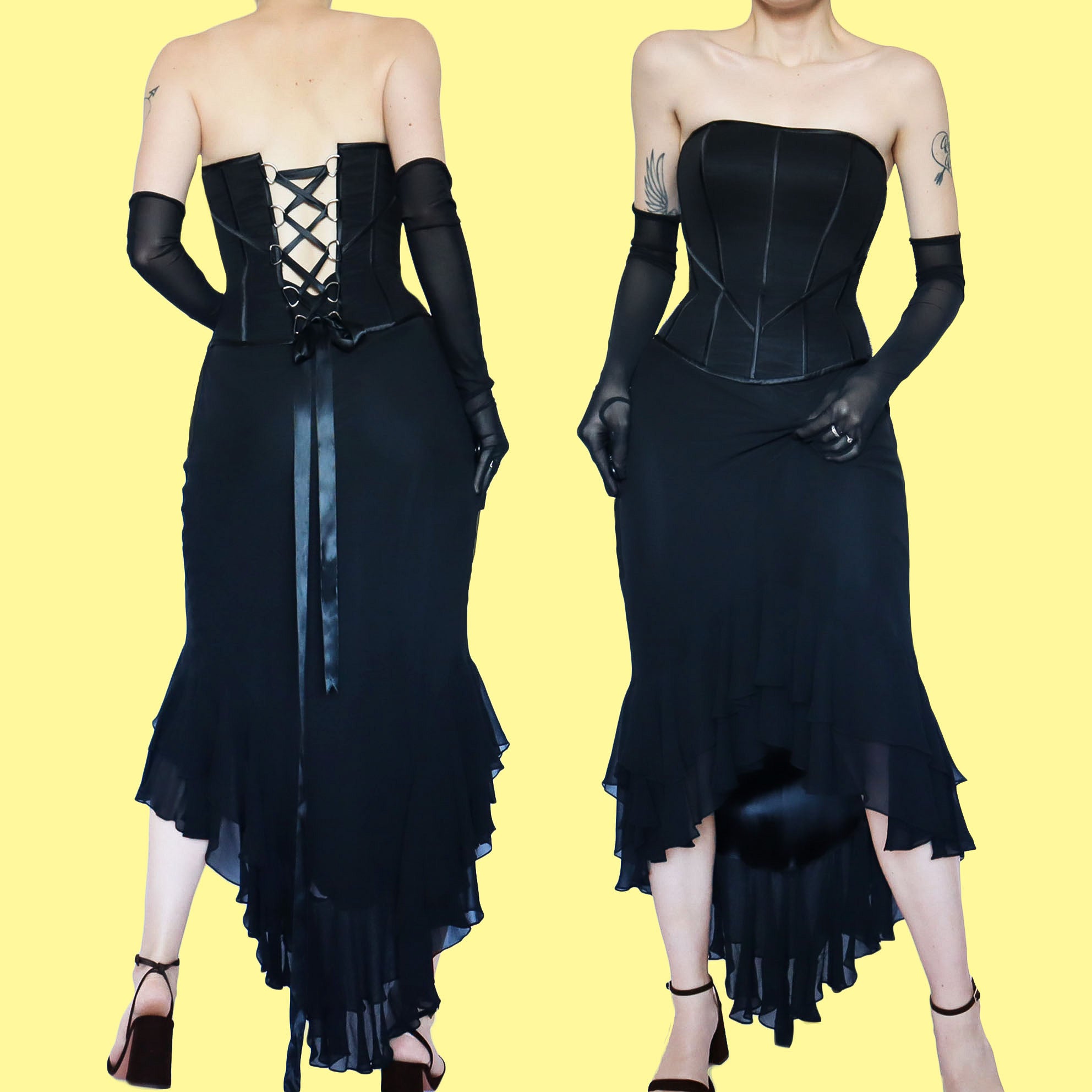 Black strapless corset evening dress UK 10 – Scum Vintage